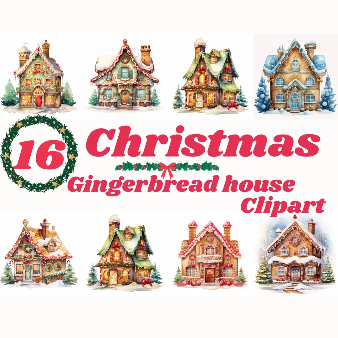 Christmas Gingerbread House Clipart, Xmas Card Making, Gingerbread ...