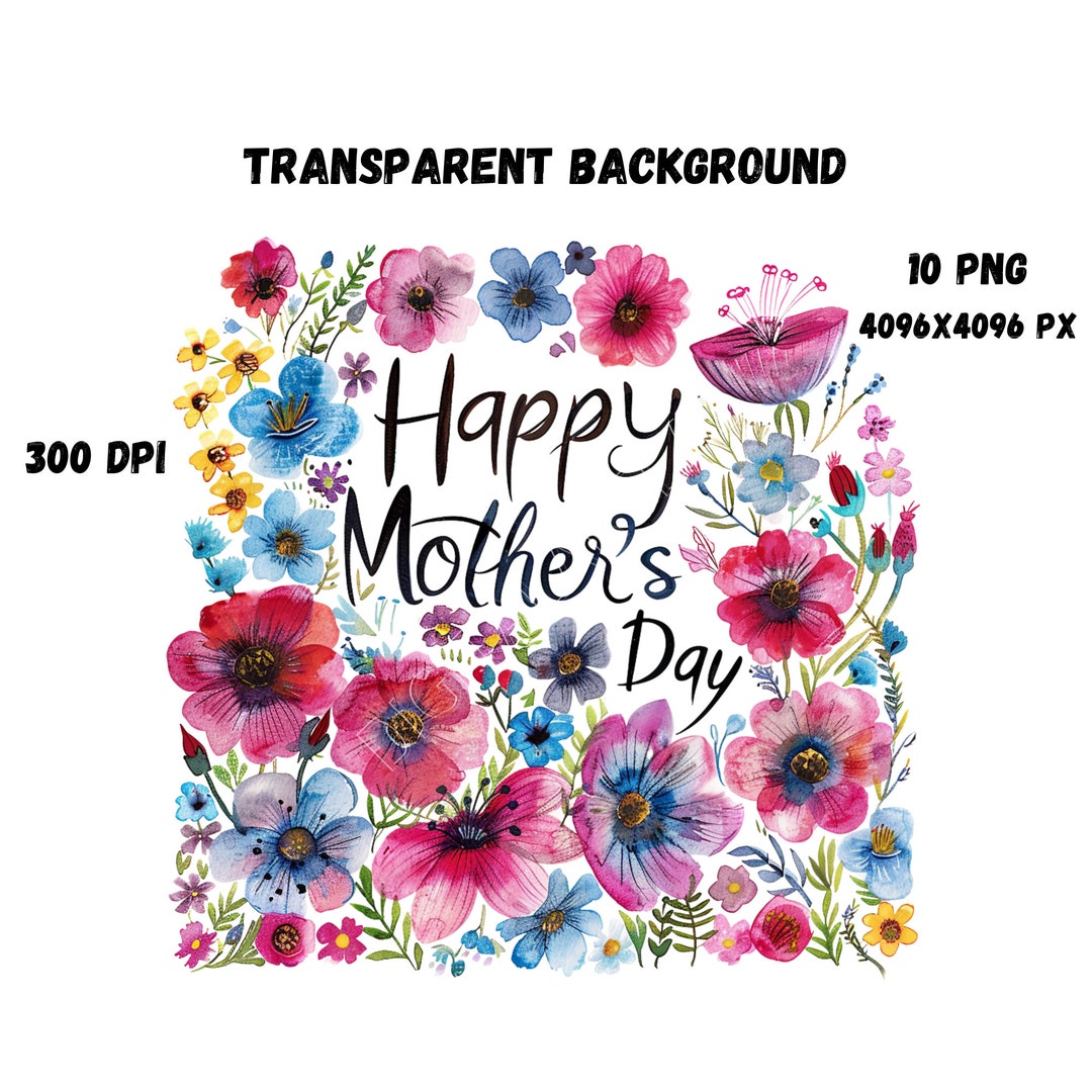 Mother's Day Clipart, Floral Mother's Day, Mother's Day Bundle, Digital ...