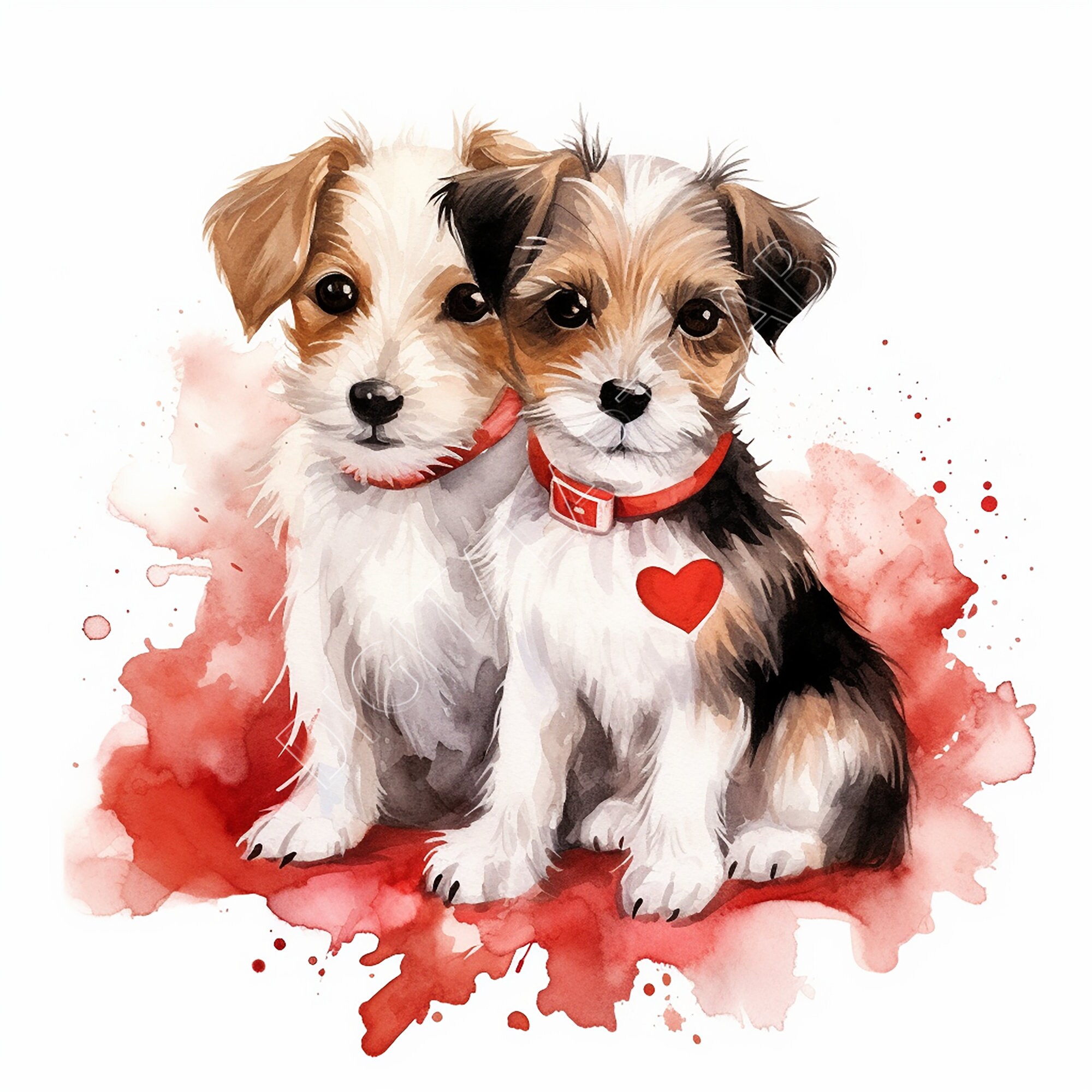 Romantic Puppy Dog Couple Clipart, Animal Prints, Puppy Dog Digital ...