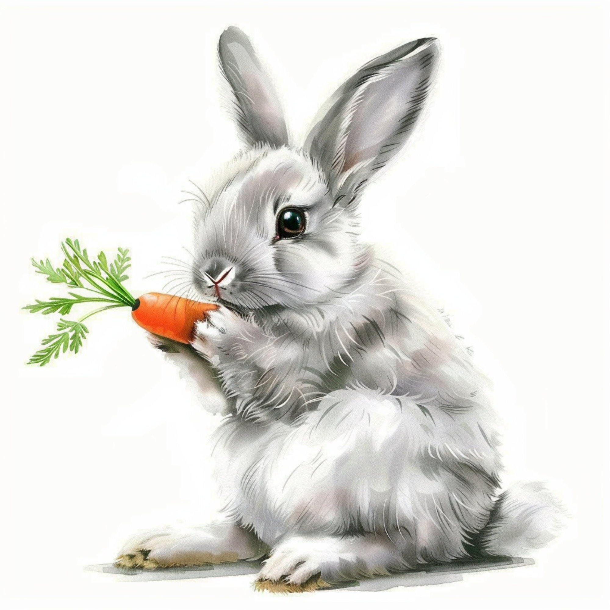 Bunny With Carrot Clipart, Animal Prints, Digital Clipart, Watercolor ...