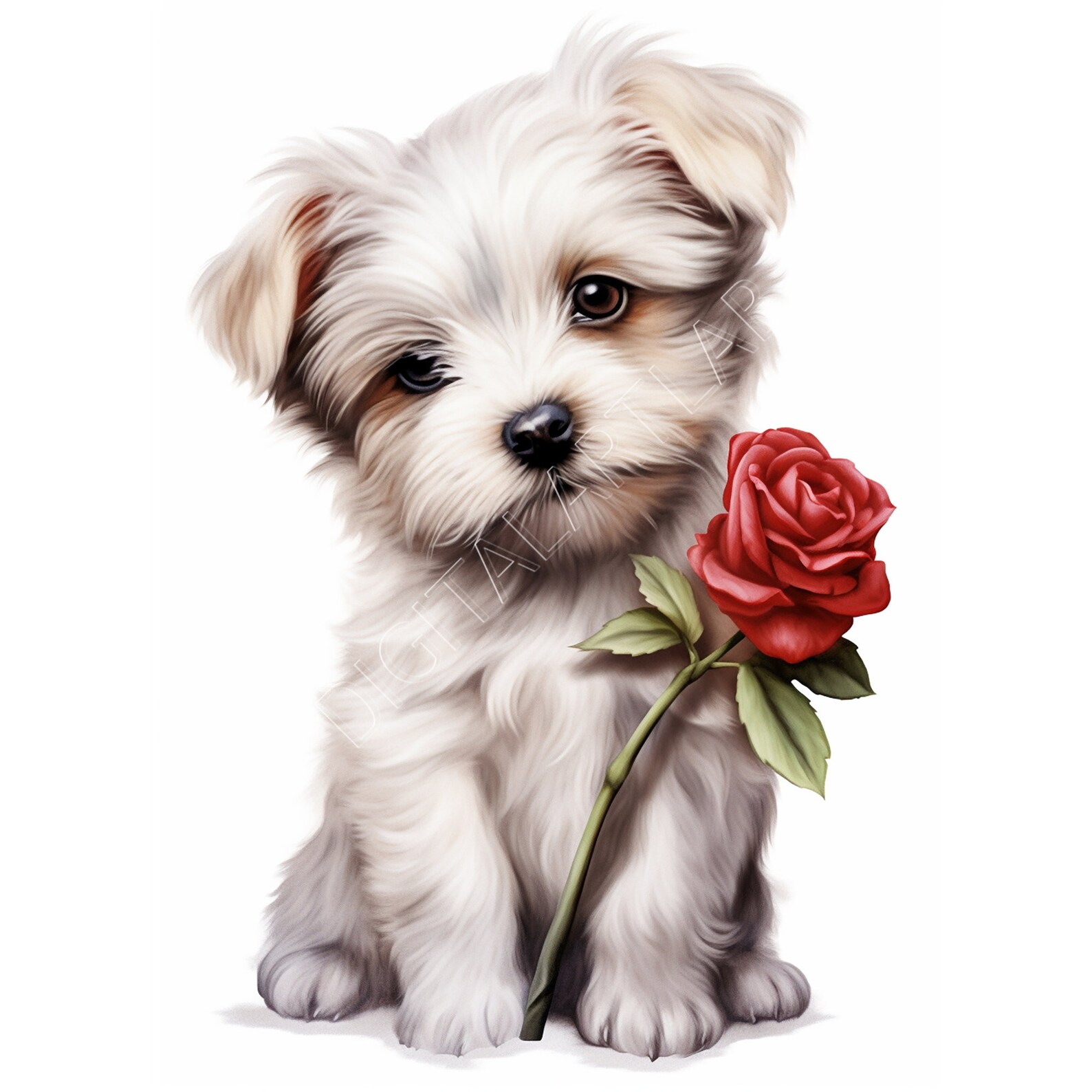10 Romantic Puppy Dog Clipart, Animal Prints, Puppy Dog Digital Clipart ...