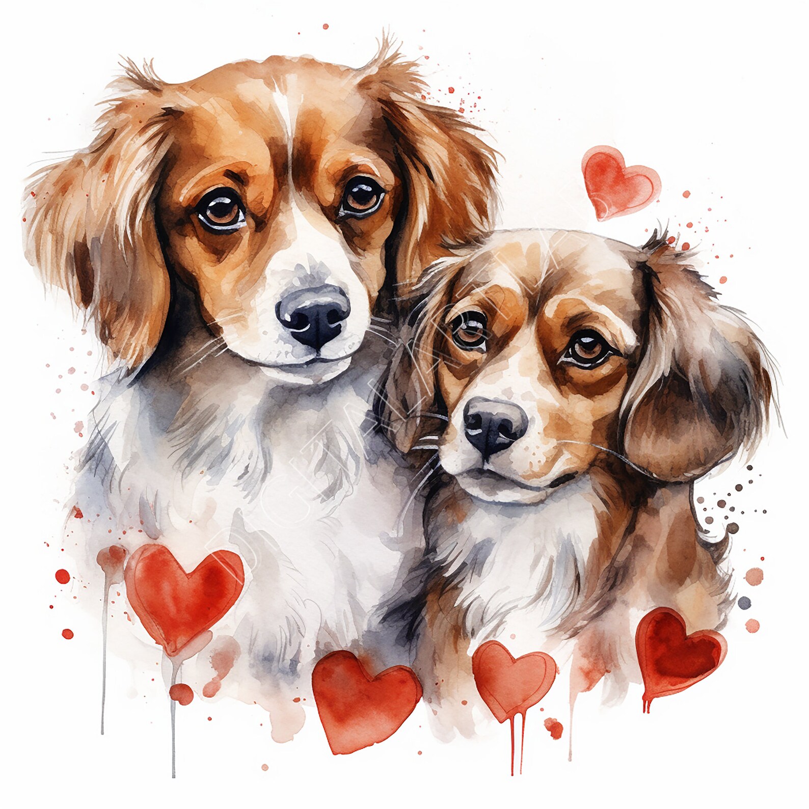 Romantic Puppy Dog Couple Clipart, Animal Prints, Puppy Dog Digital ...