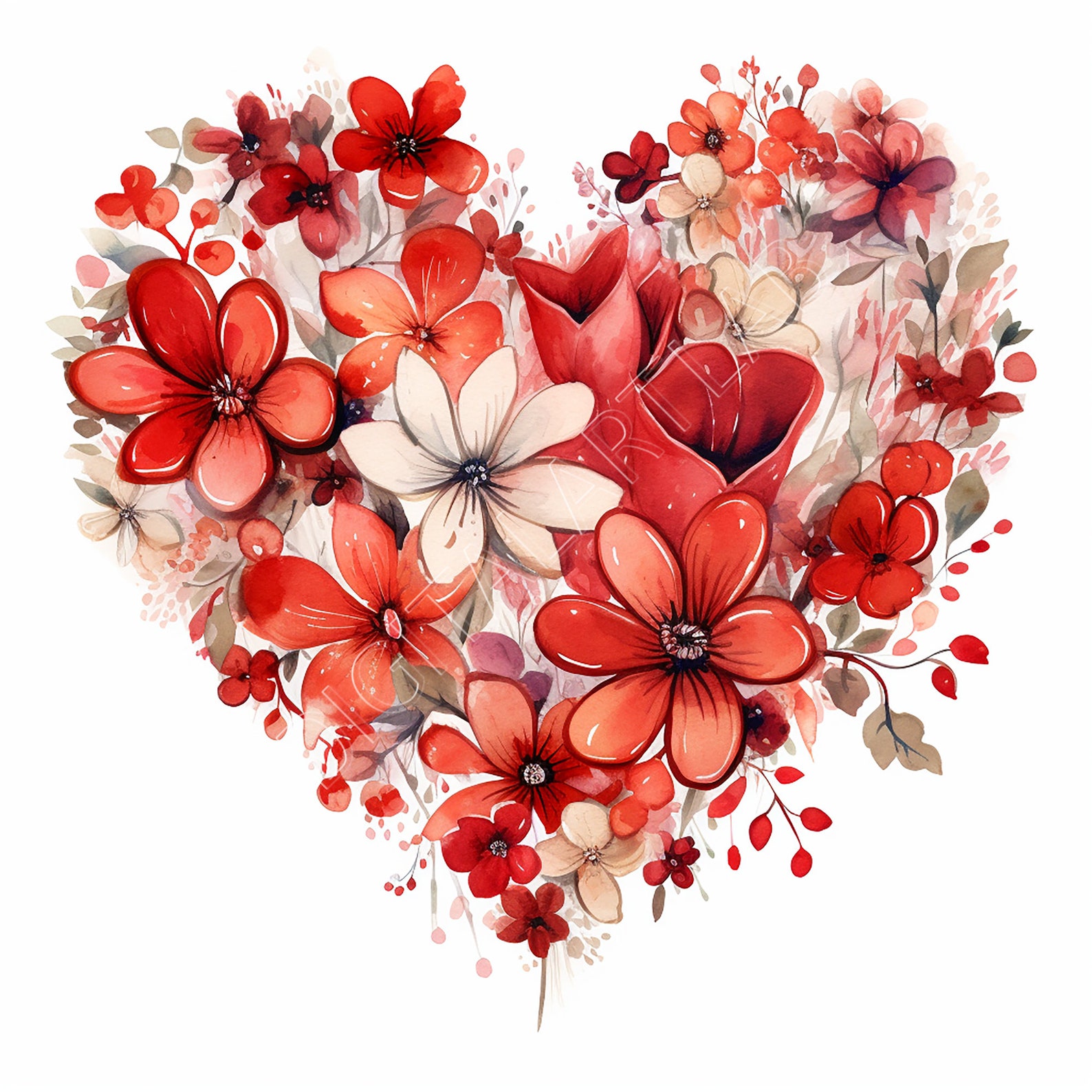 12 Watercolor Heart Clipart, Valentine's Day Clipart, Romantic Hearts ...