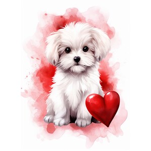 10 Romantic Puppy Dog Clipart, Animal Prints, Puppy Dog Digital Clipart ...