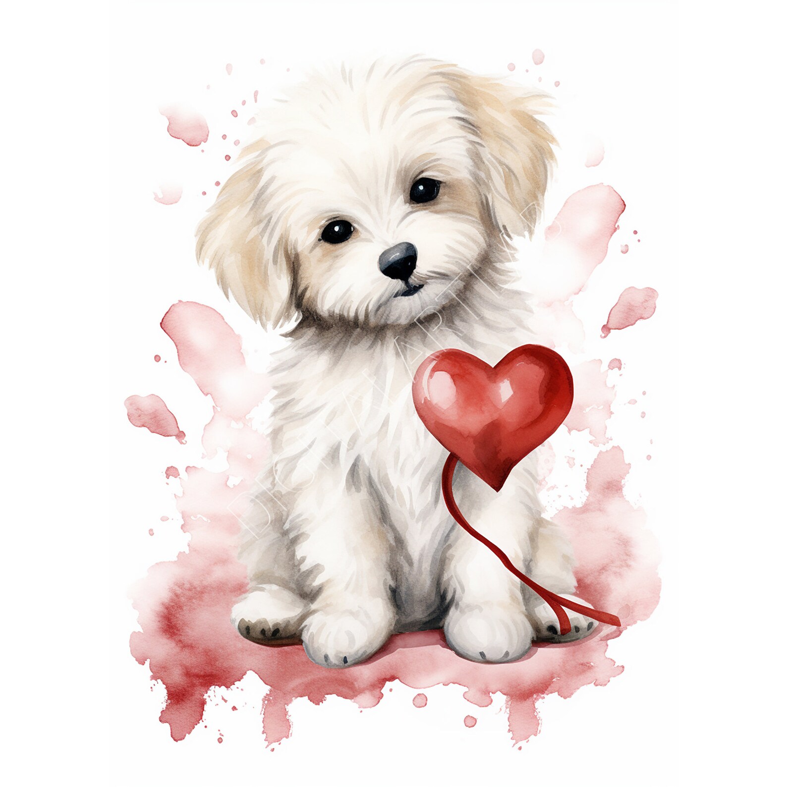 10 Romantic Puppy Dog Clipart, Animal Prints, Puppy Dog Digital Clipart ...