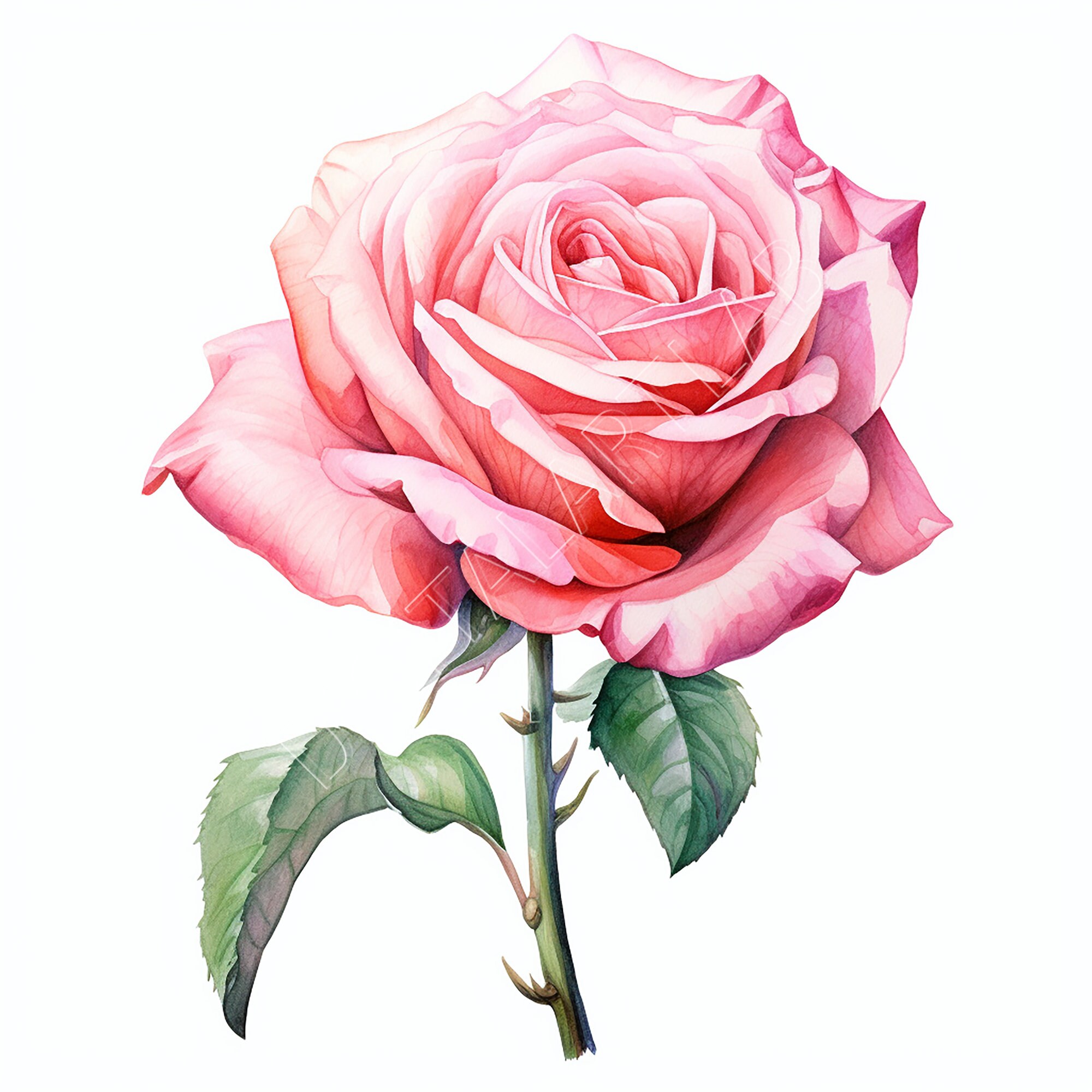 Pink Rose Clipart, Printable Wall Art, Valentines Prints, Digital Pink ...