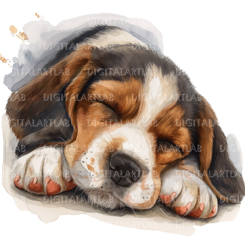 Beagle Puppy Clipart, Animal Prints, Puppies Clipart, Watercolor Clipart, Baby Dogs Clipart ...
