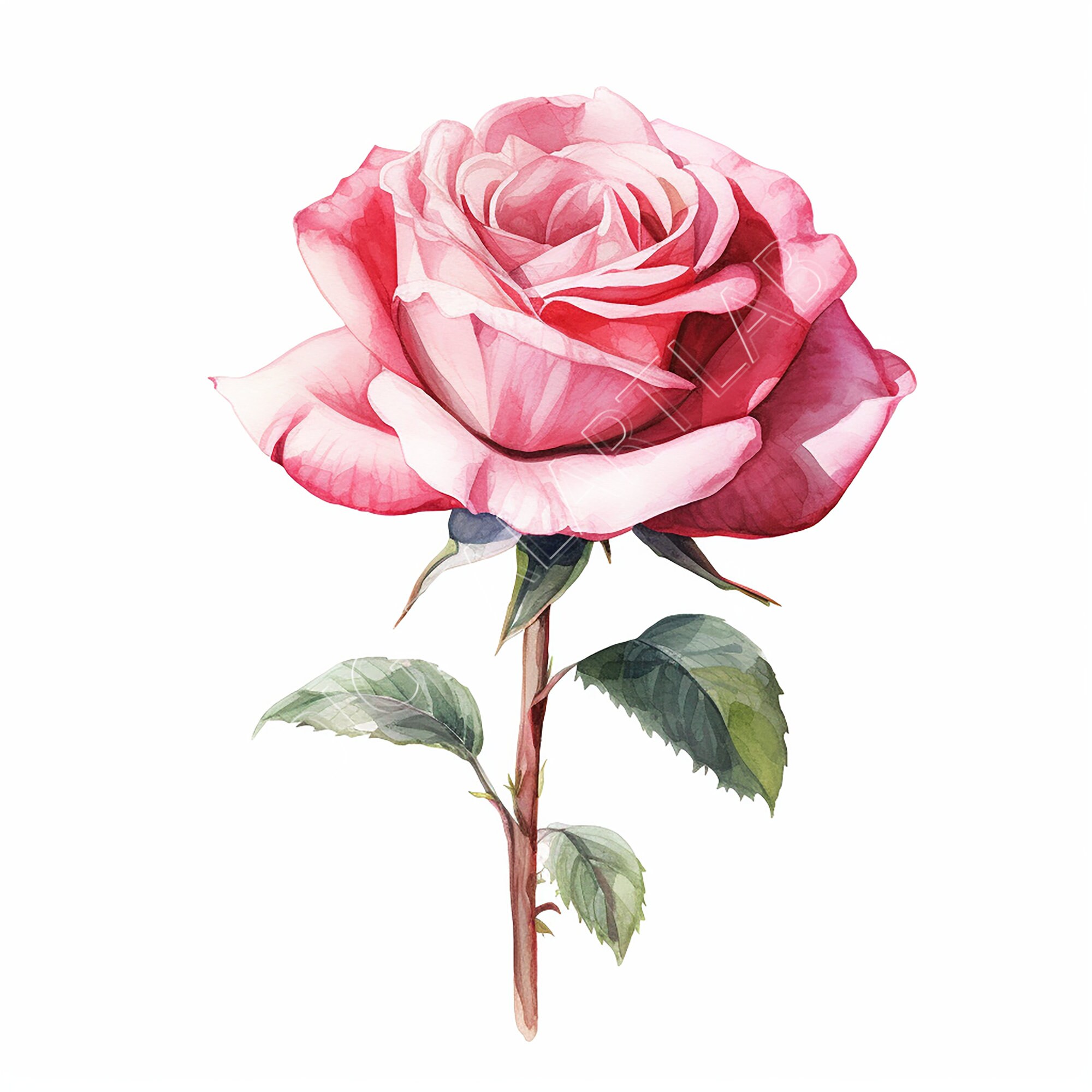 Pink Rose Clipart, Printable Wall Art, Valentines Prints, Digital Pink ...