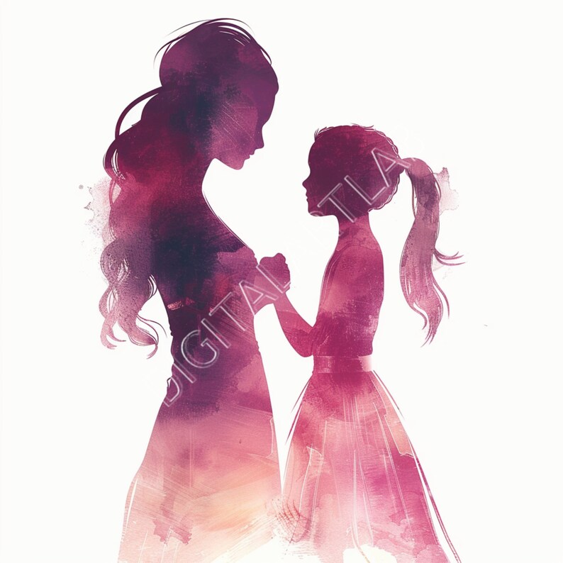 Mother and Daughter Clipart, Mother's Day Clipart, Printable Mothers ...