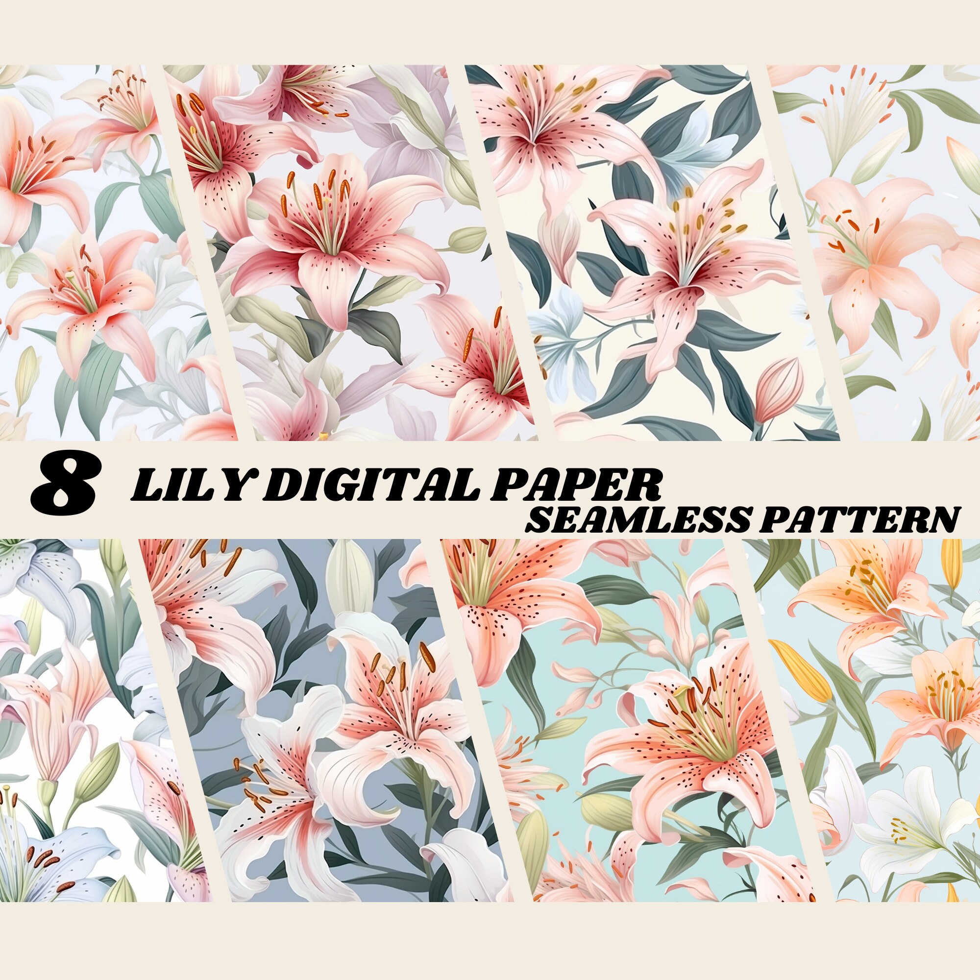 Digital Paper Clipart, Printable Wallpaper , Lilies Prints, Digital ...
