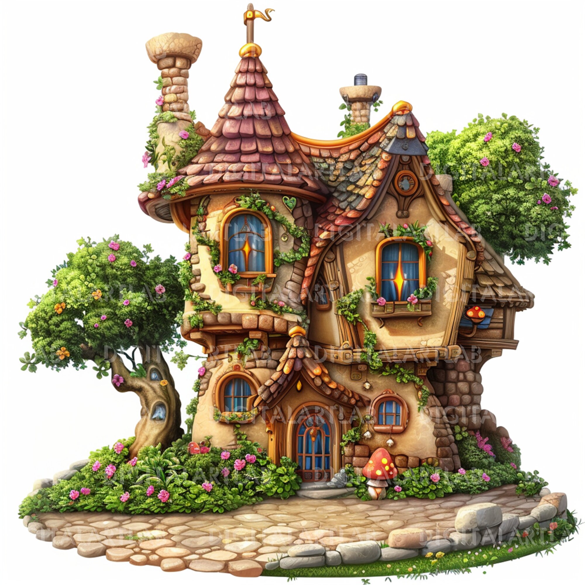 Fairy Houses Clipart, , Fairy Clipart, Digital Download, Digital ...