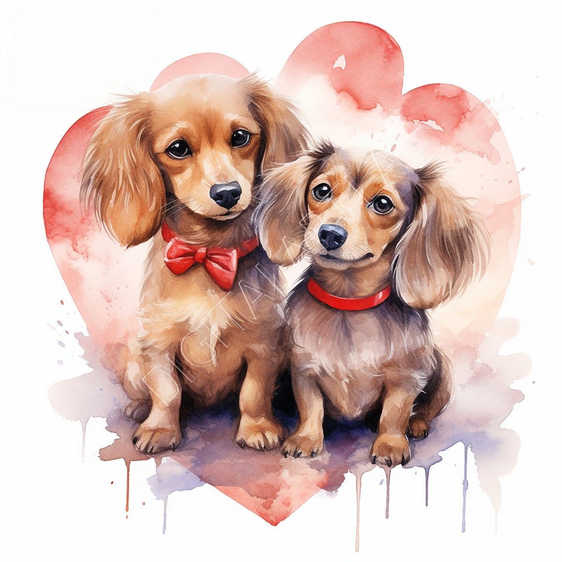 Romantic Puppy Dog Couple Clipart, Animal Prints, Puppy Dog Digital ...