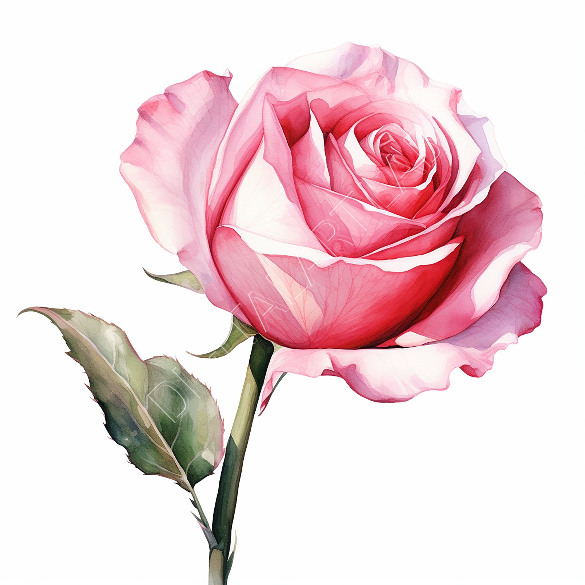 Pink Rose Clipart, Printable Wall Art, Valentines Prints, Digital Pink ...