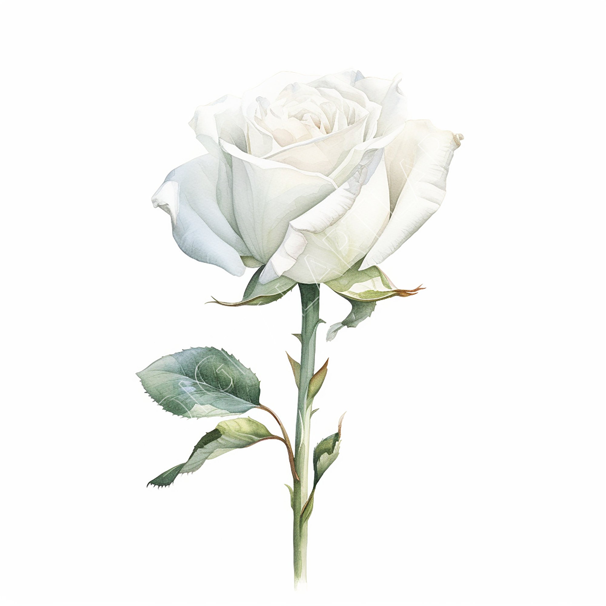 White Rose Clipart, Printable Wall Art, Valentines Prints, Digital ...