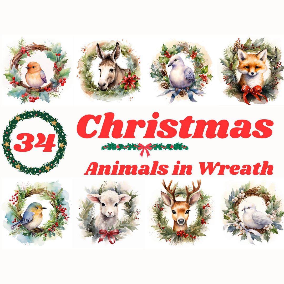 Watercolor Animals Clipart, Christmas Animals , Christmas Card Making ...