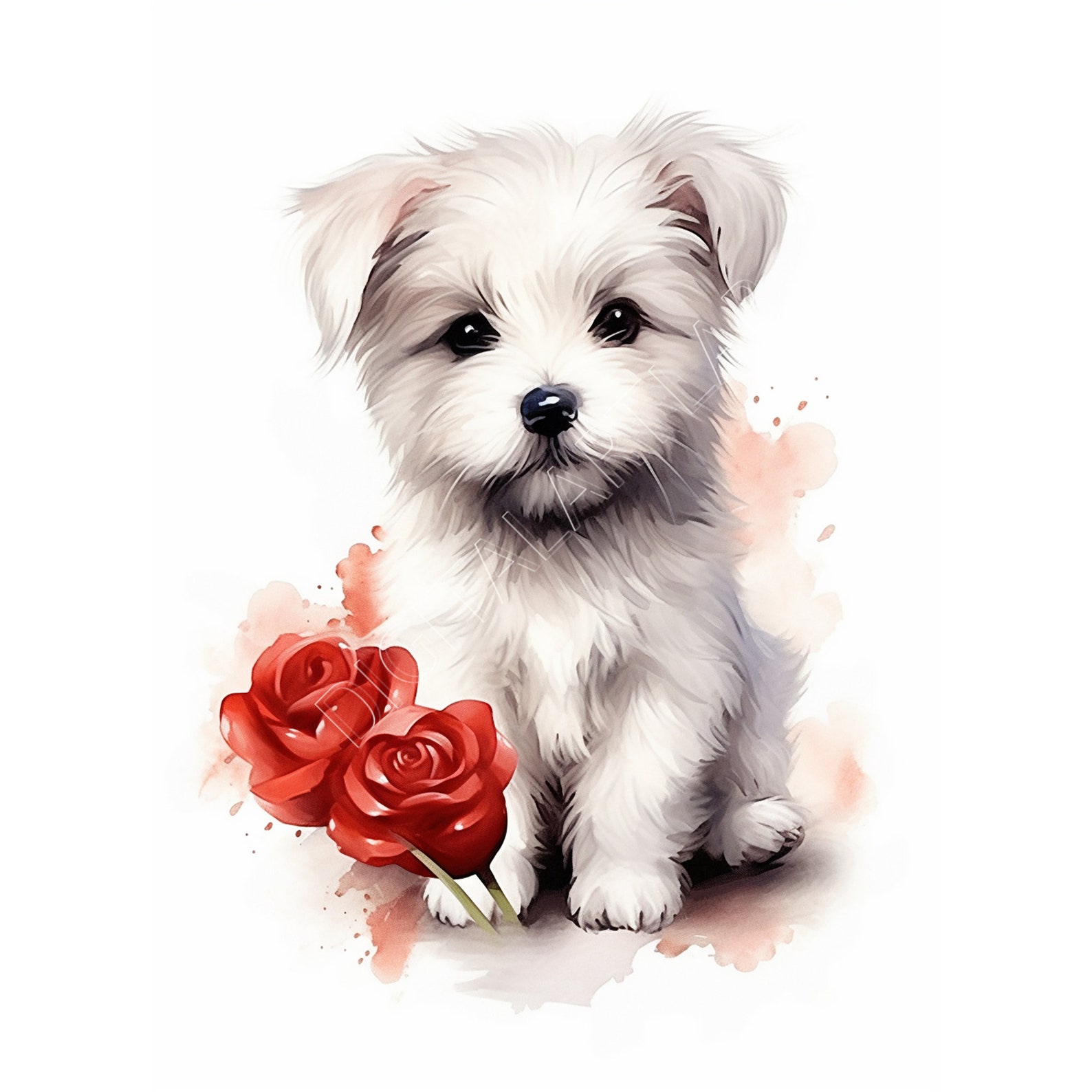 10 Romantic Puppy Dog Clipart, Animal Prints, Puppy Dog Digital Clipart ...