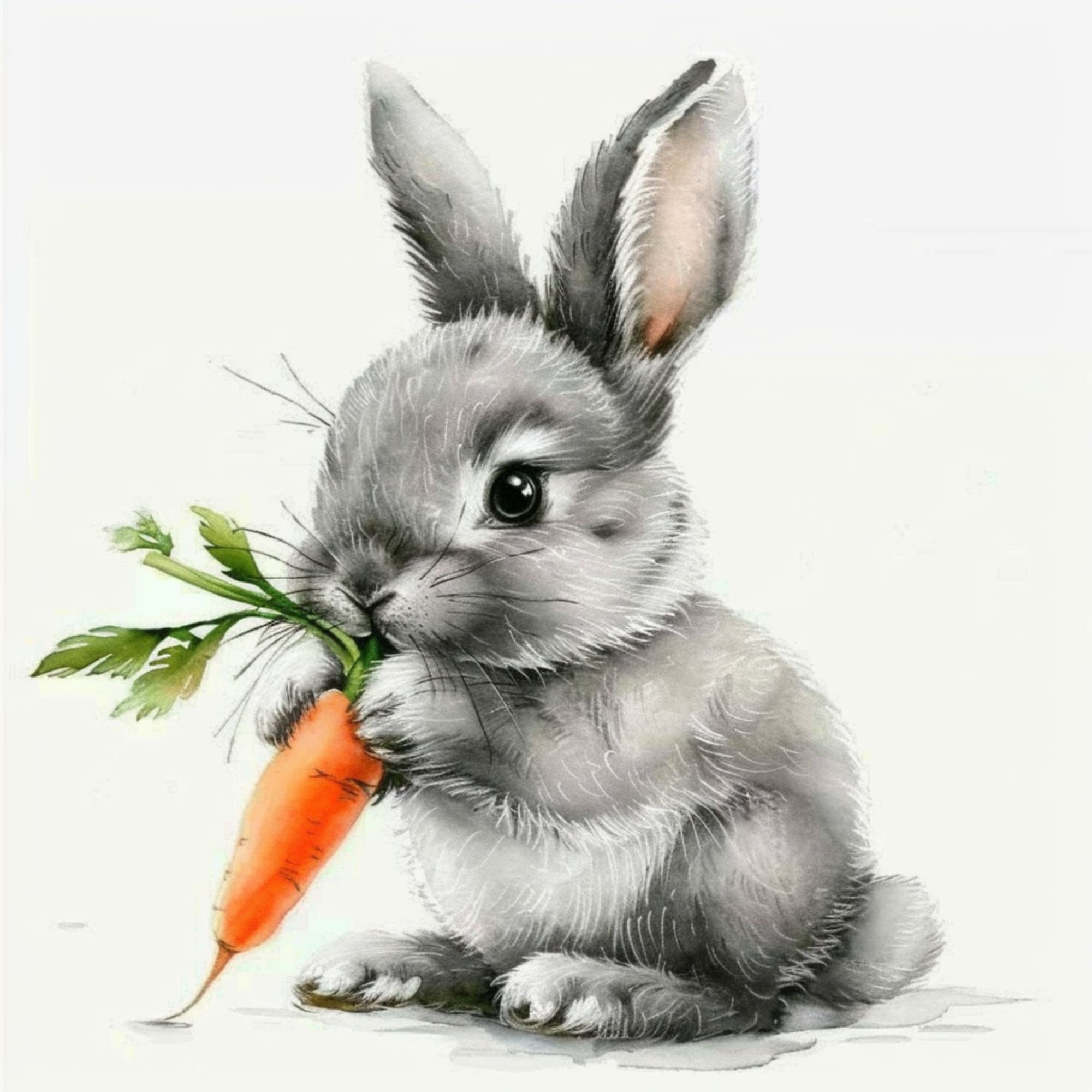 Bunny With Carrot Clipart, Animal Prints, Digital Clipart, Watercolor ...