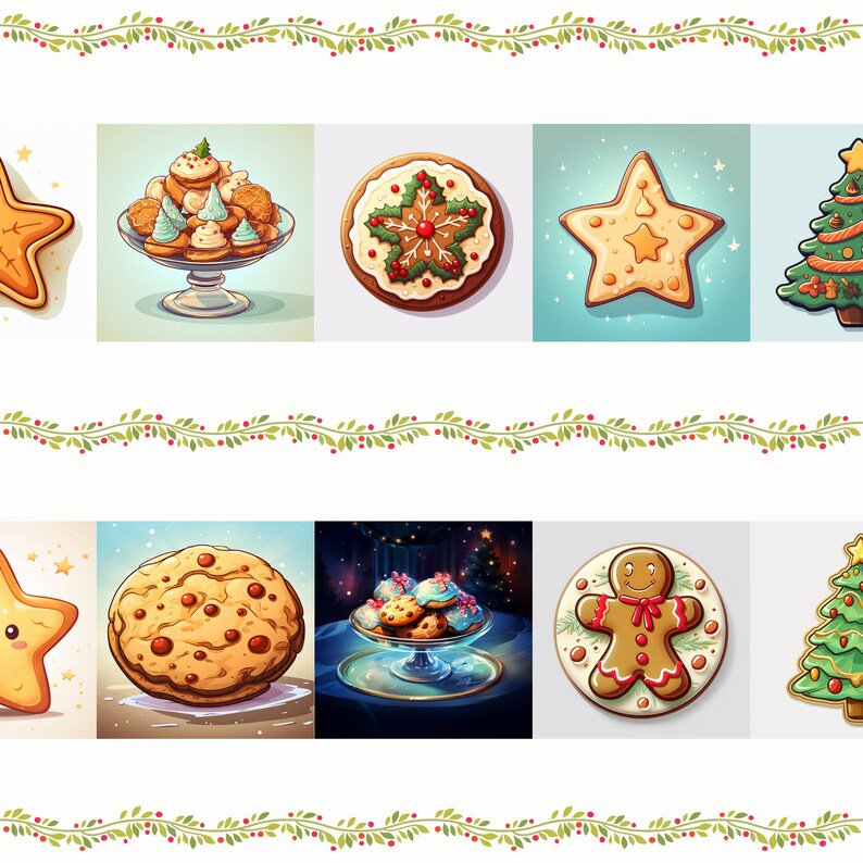 Christmas Cookies Watercolor Clipart, Noel Card Making, Xmas Food ...