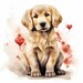 Romantic Golden Retriever Clipart, Animal Prints, Puppy Dog Digital ...