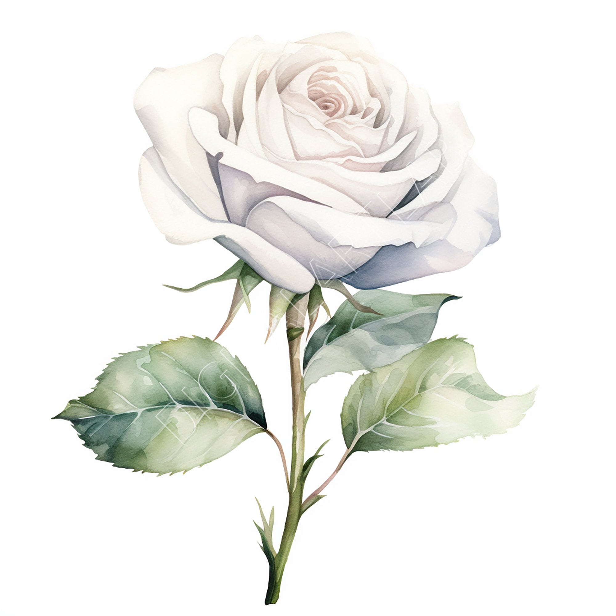 White Rose Clipart, Printable Wall Art, Valentines Prints, Digital ...