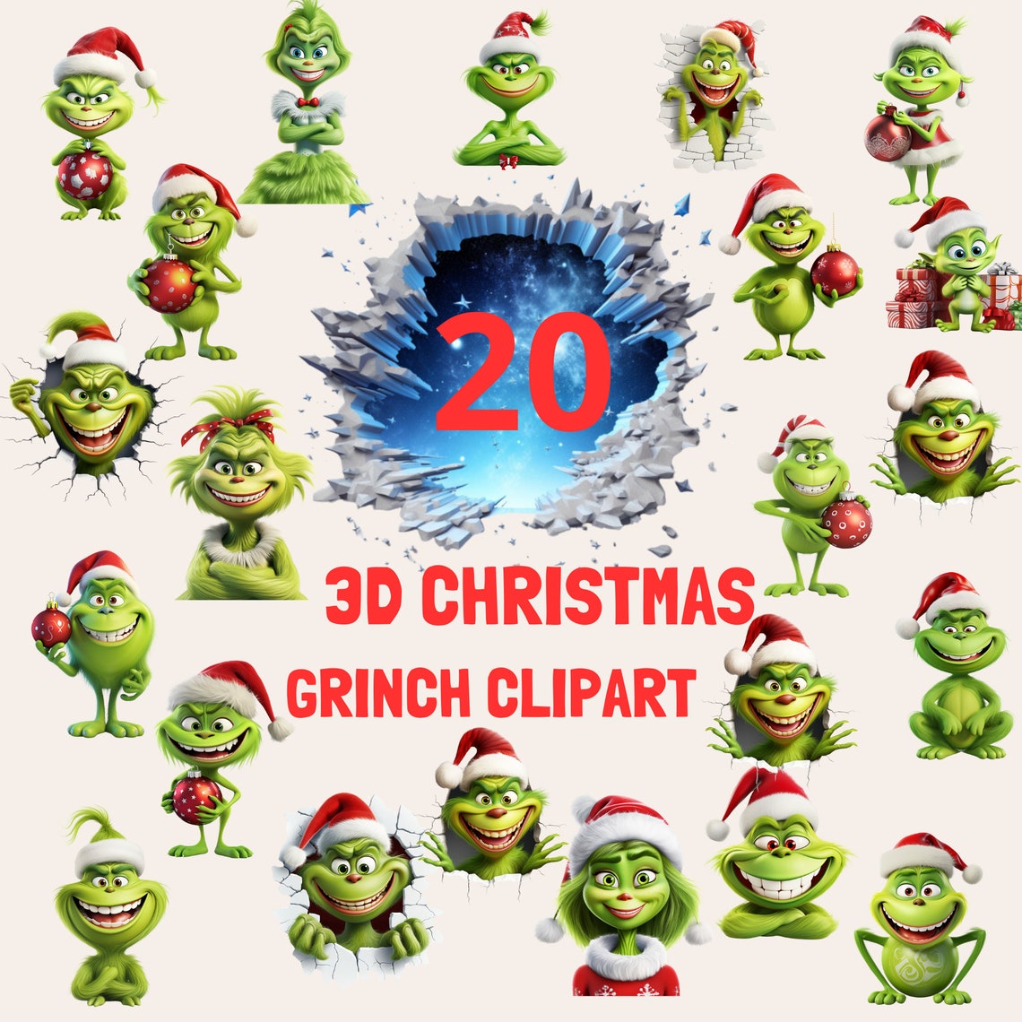 Christmas Grinch, Christmas Clipart, Festive Season Clipart, Xmas ...