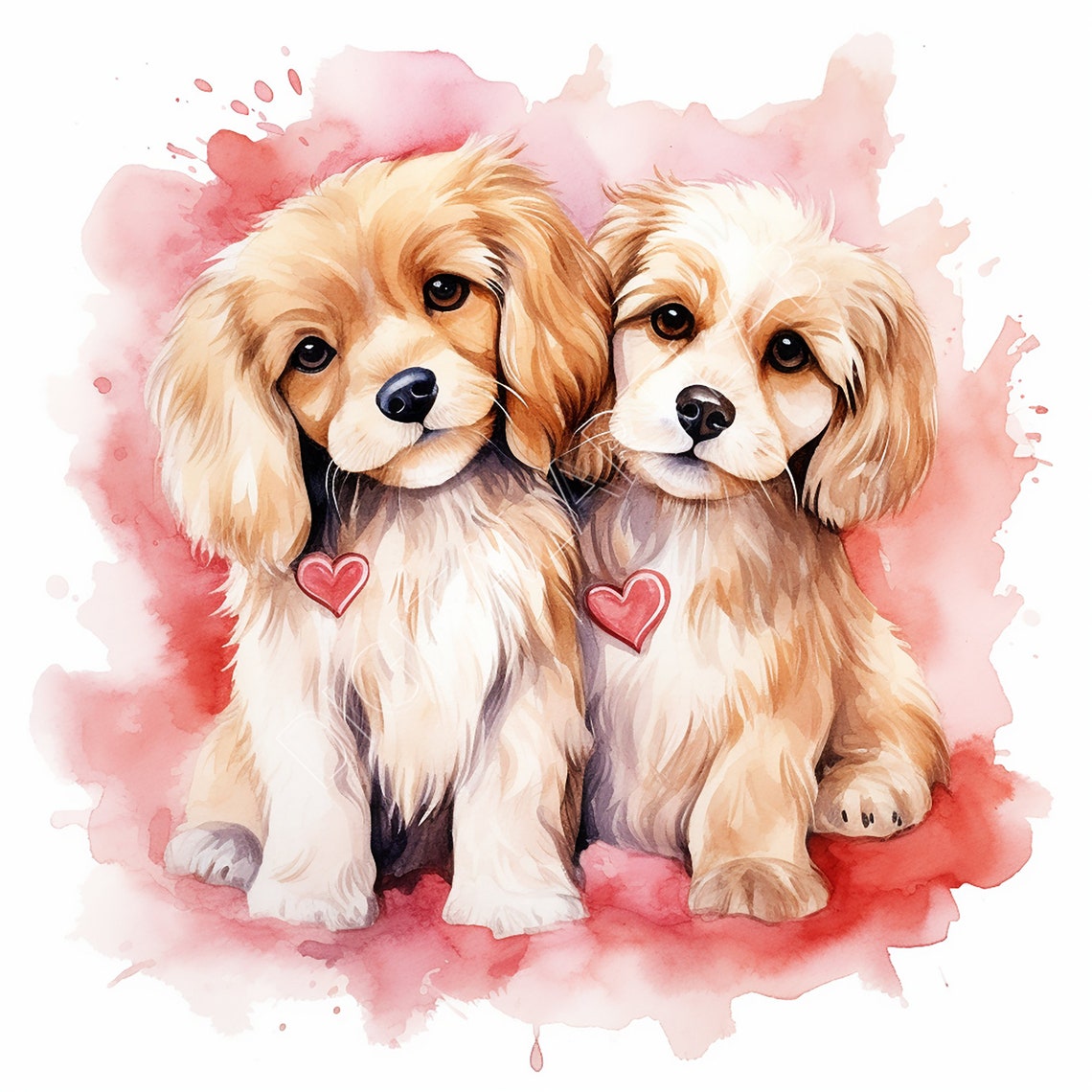 Romantic Puppy Dog Couple Clipart, Animal Prints, Puppy Dog Digital ...
