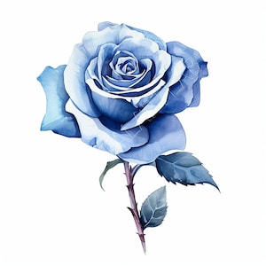 Blue Rose Clipart, Printable Wall Art, Valentines Prints, Digital Blue ...