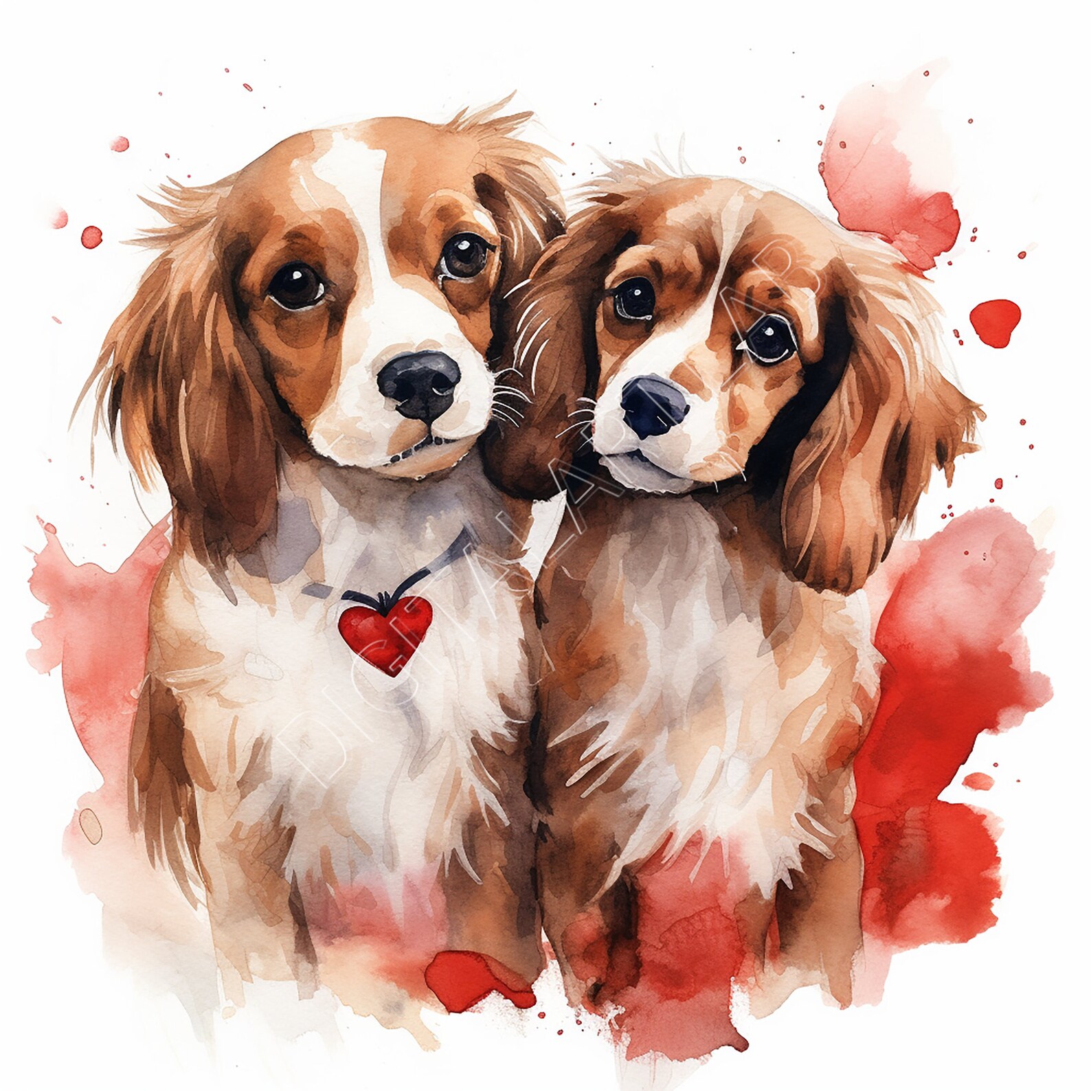 Romantic Puppy Dog Couple Clipart, Animal Prints, Puppy Dog Digital ...