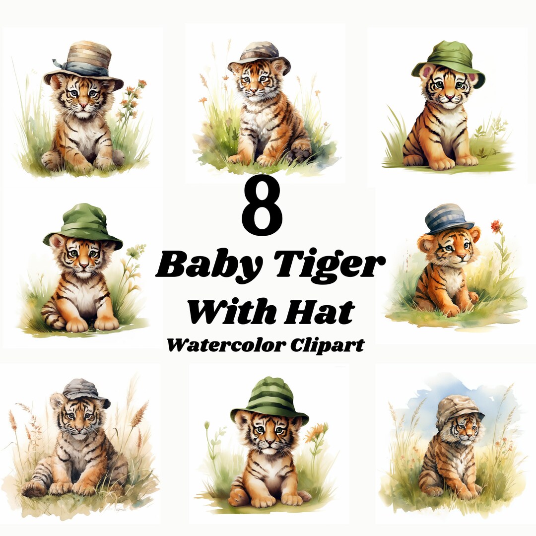 Watercolor Baby Tiger, Tiger Clipart, Safari Baby Animals, Tiger PNG ...