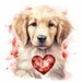 Romantic Golden Retriever Clipart, Animal Prints, Puppy Dog Digital ...