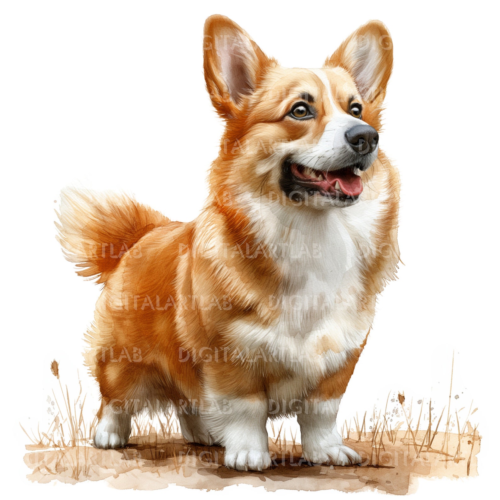 Corgi Puppy Clipart, Animal Prints, Baby Animals Clipart, Watercolor ...