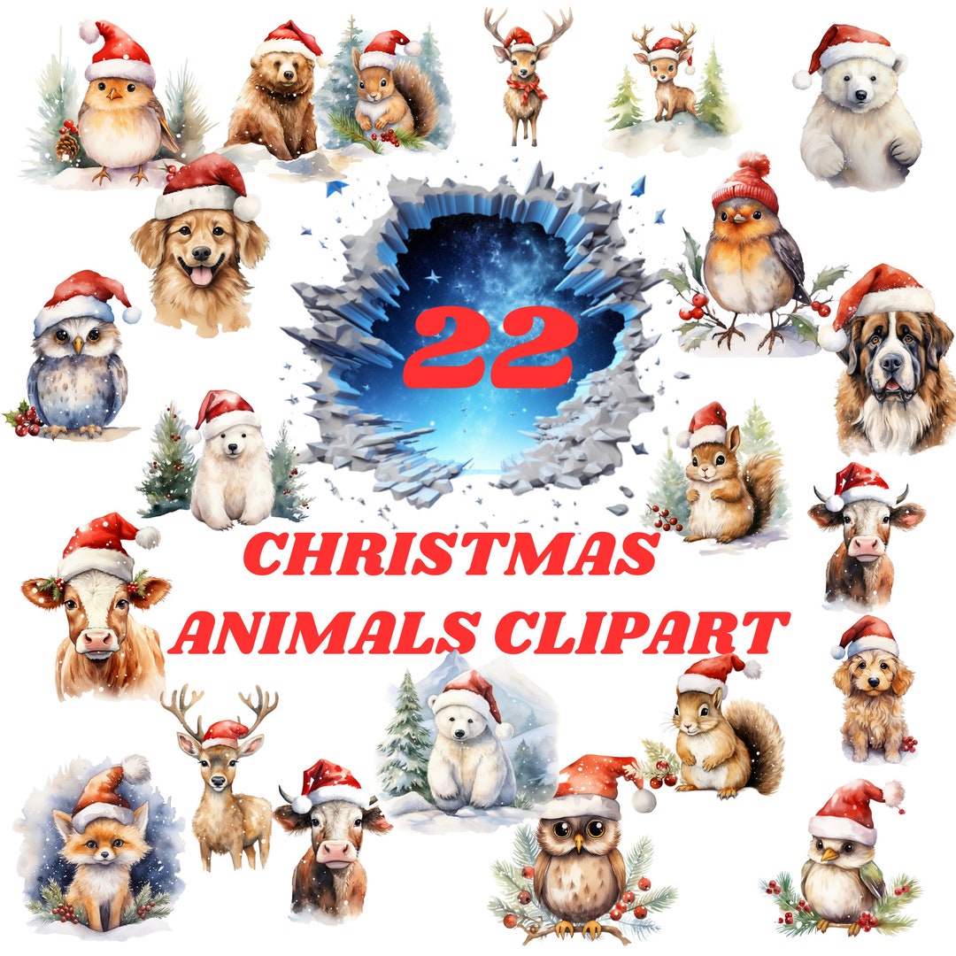 Christmas Animals Clipart, Christmas Animals , Christmas Card Making ...