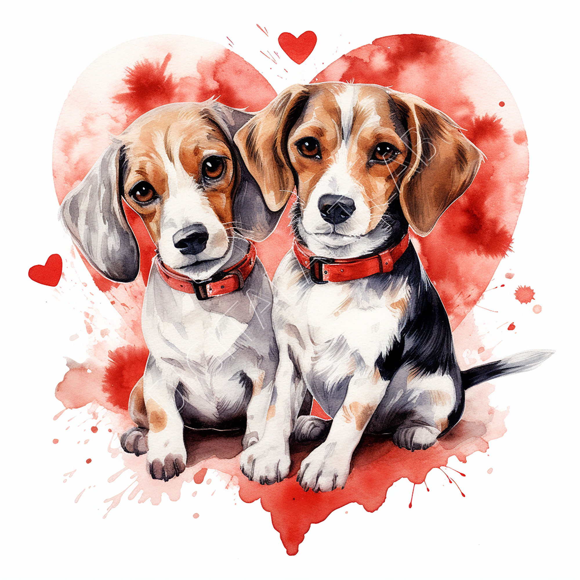 Romantic Puppy Dog Couple Clipart, Animal Prints, Puppy Dog Digital ...