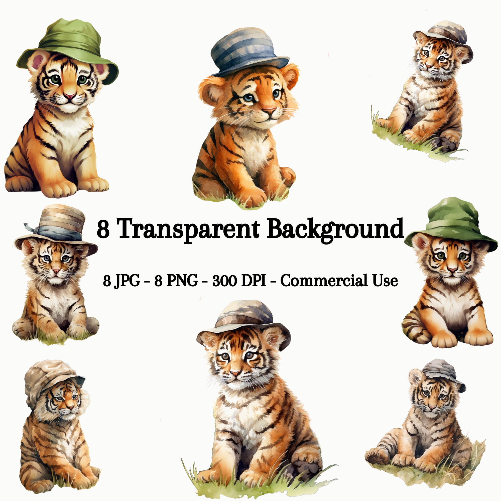 Watercolor Baby Tiger, Tiger Clipart, Safari Baby Animals, Tiger PNG ...