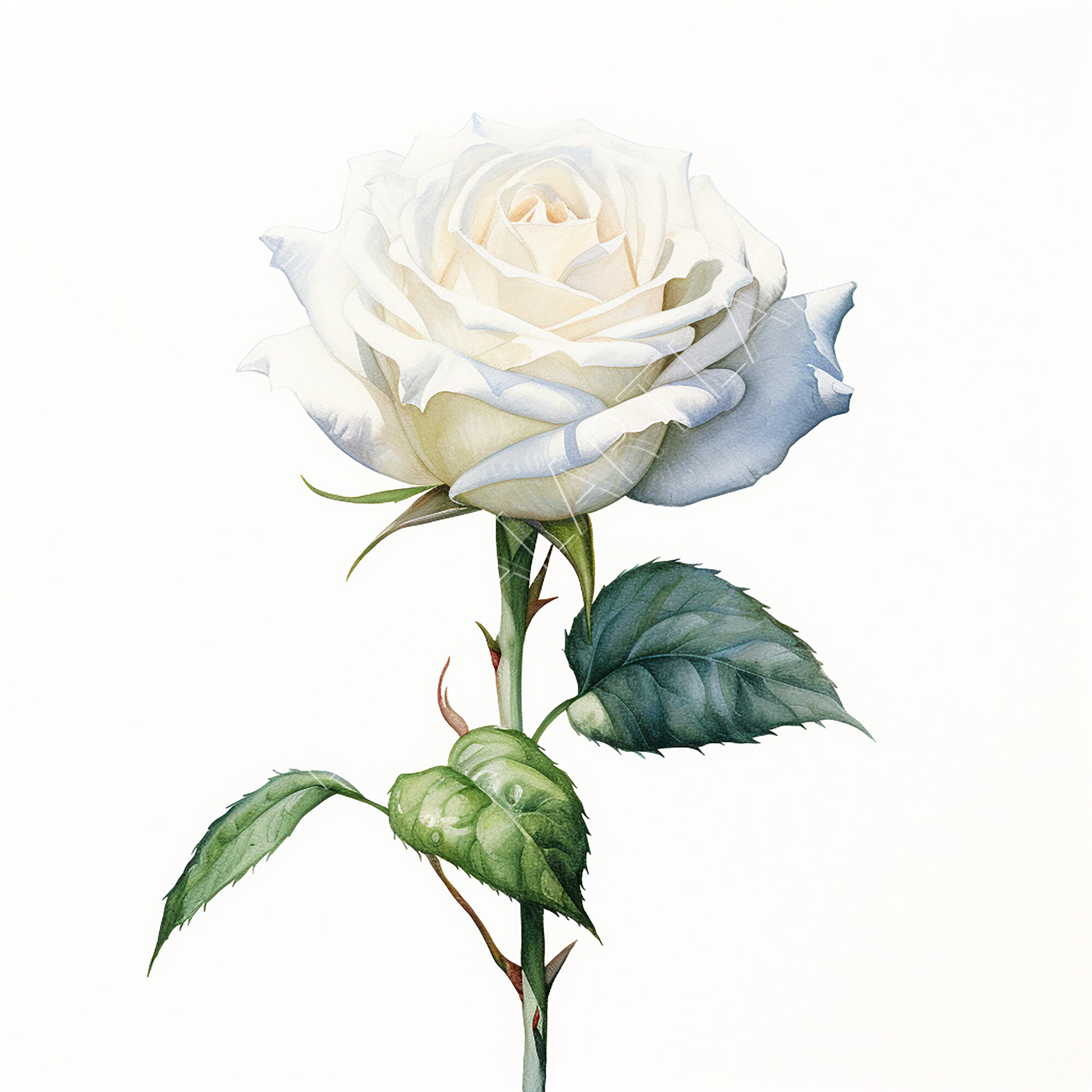 White Rose Clipart, Printable Wall Art, Valentines Prints, Digital ...