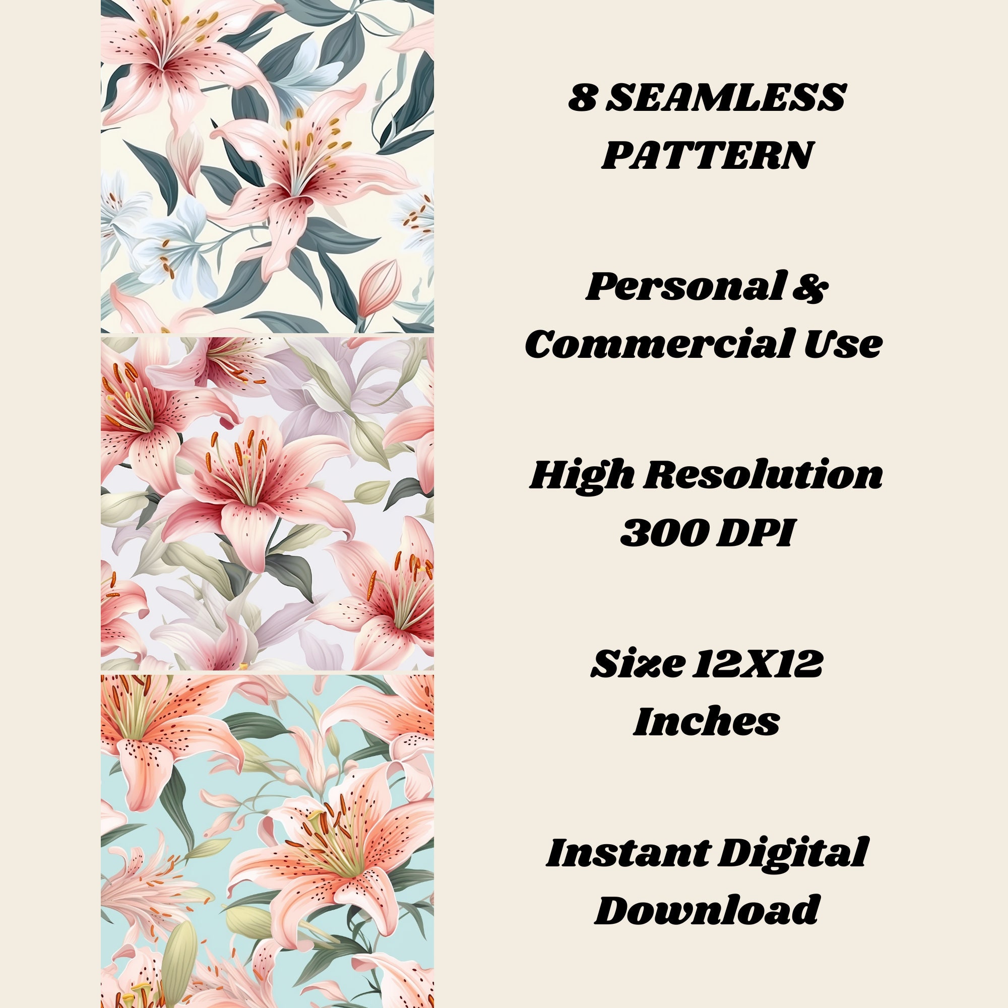 Digital Paper Clipart, Printable Wallpaper , Lilies Prints, Digital ...