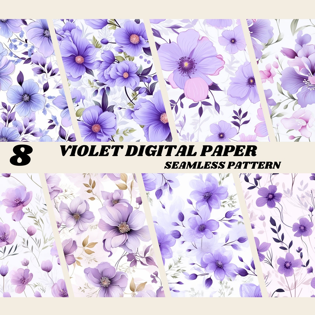 Digital Paper Clipart, Printable Wallpaper , Violet Prints, Digital ...