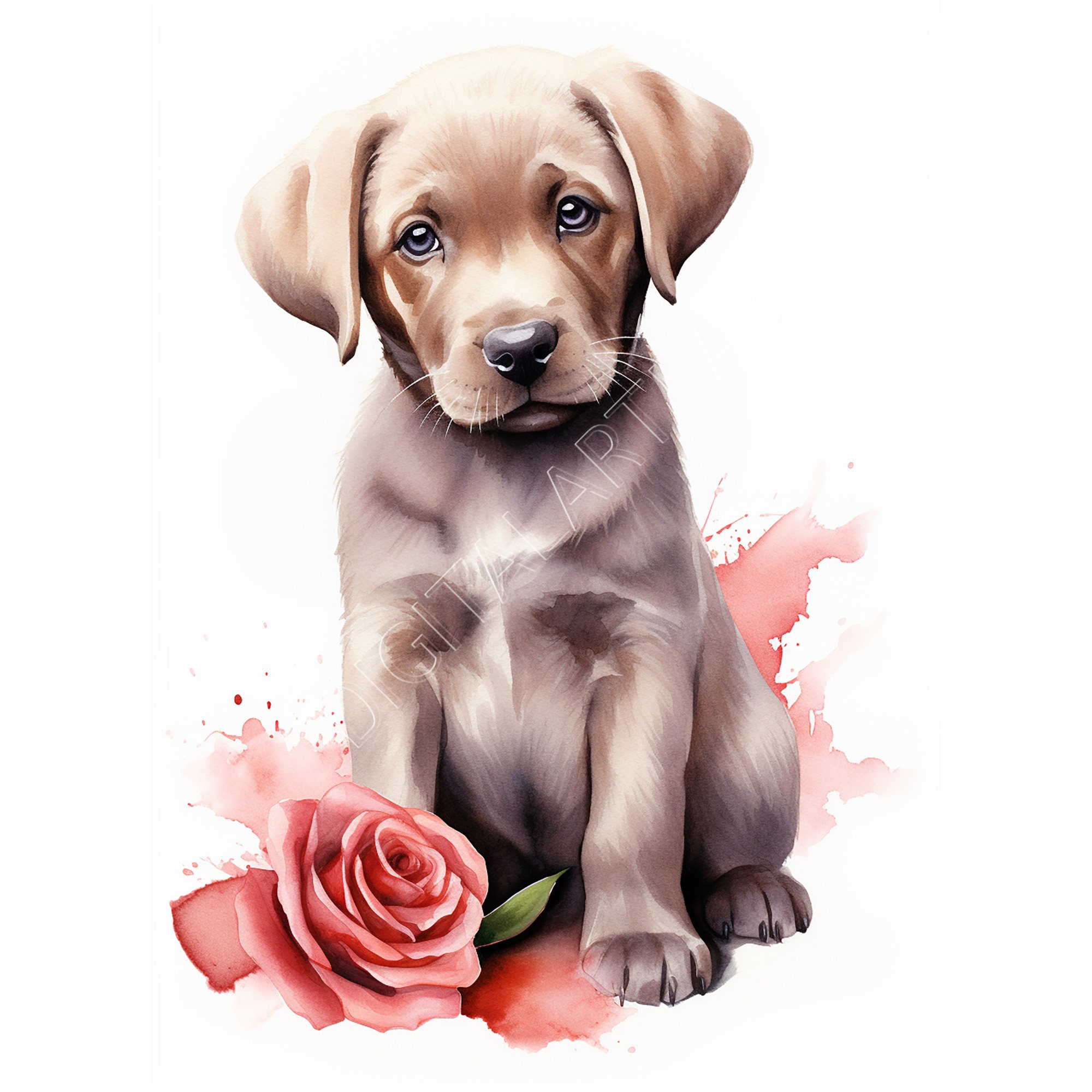10 Romantic Puppy Dog Clipart, Animal Prints, Puppy Dog Digital Clipart ...