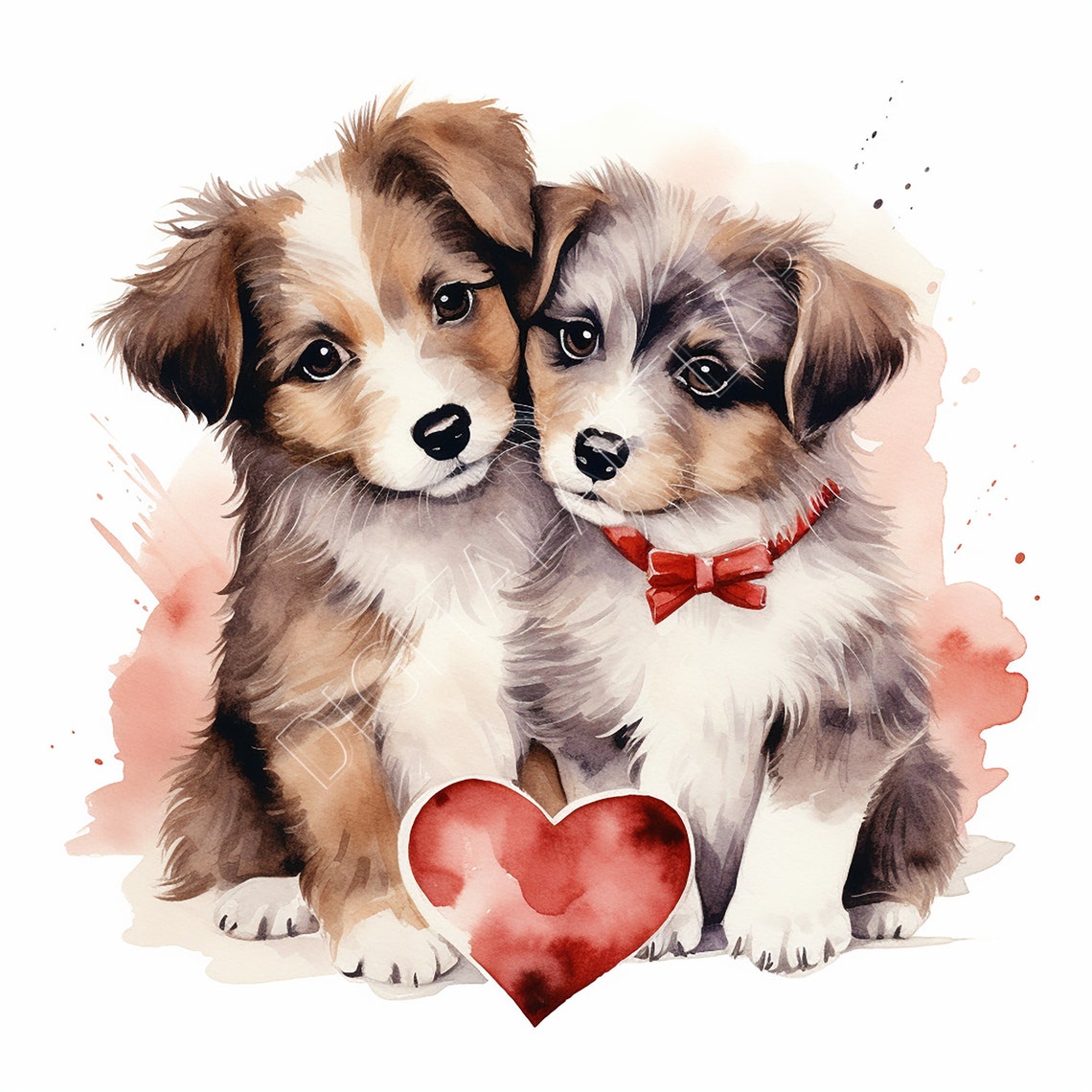 Romantic Puppy Dog Couple Clipart, Animal Prints, Puppy Dog Digital ...
