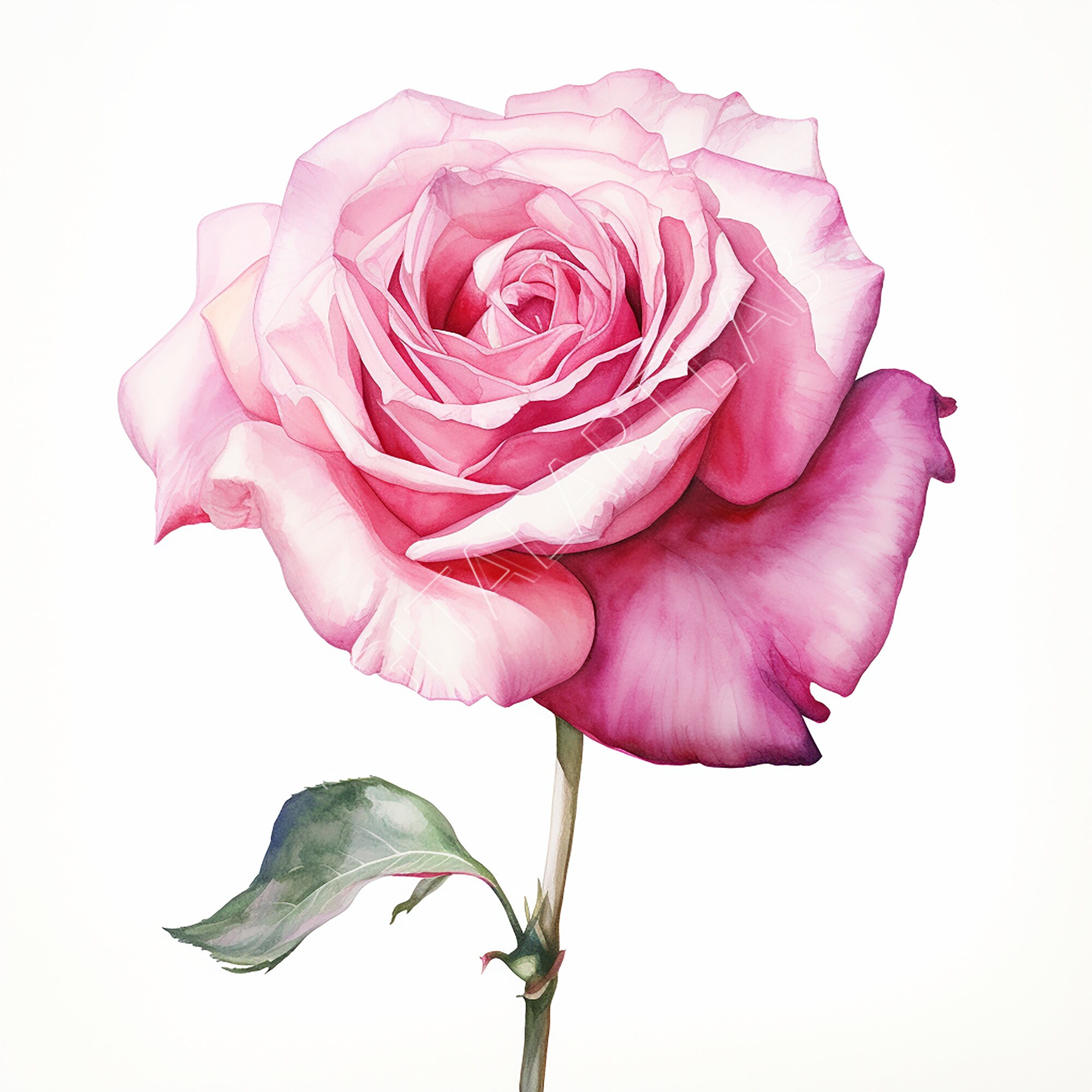 Pink Rose Clipart, Printable Wall Art, Valentines Prints, Digital Pink ...