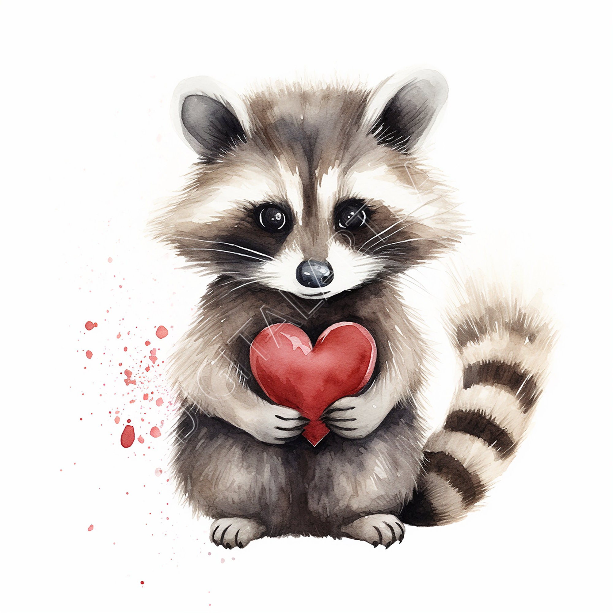 Raccon Clipart, Valentine's Day Clipart, Animal Prints, Digital Clipart ...
