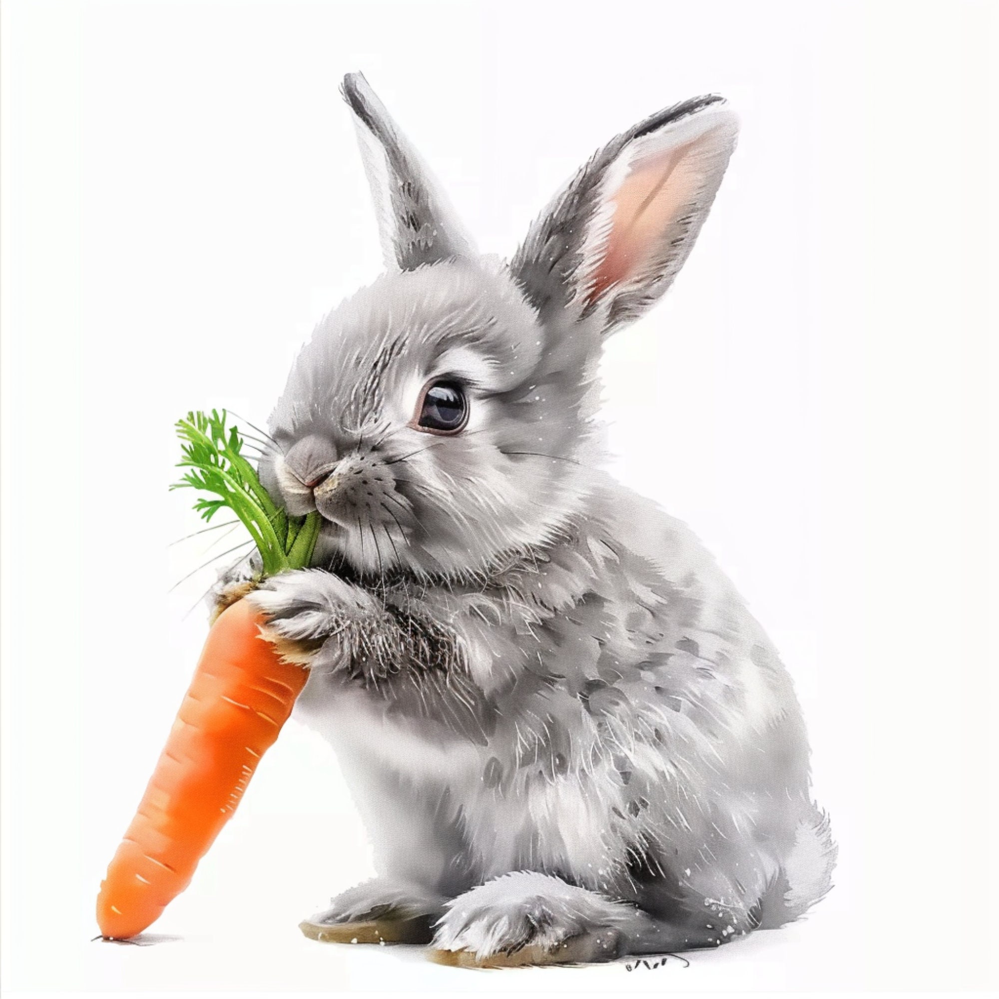 Bunny With Carrot Clipart, Animal Prints, Digital Clipart, Watercolor ...