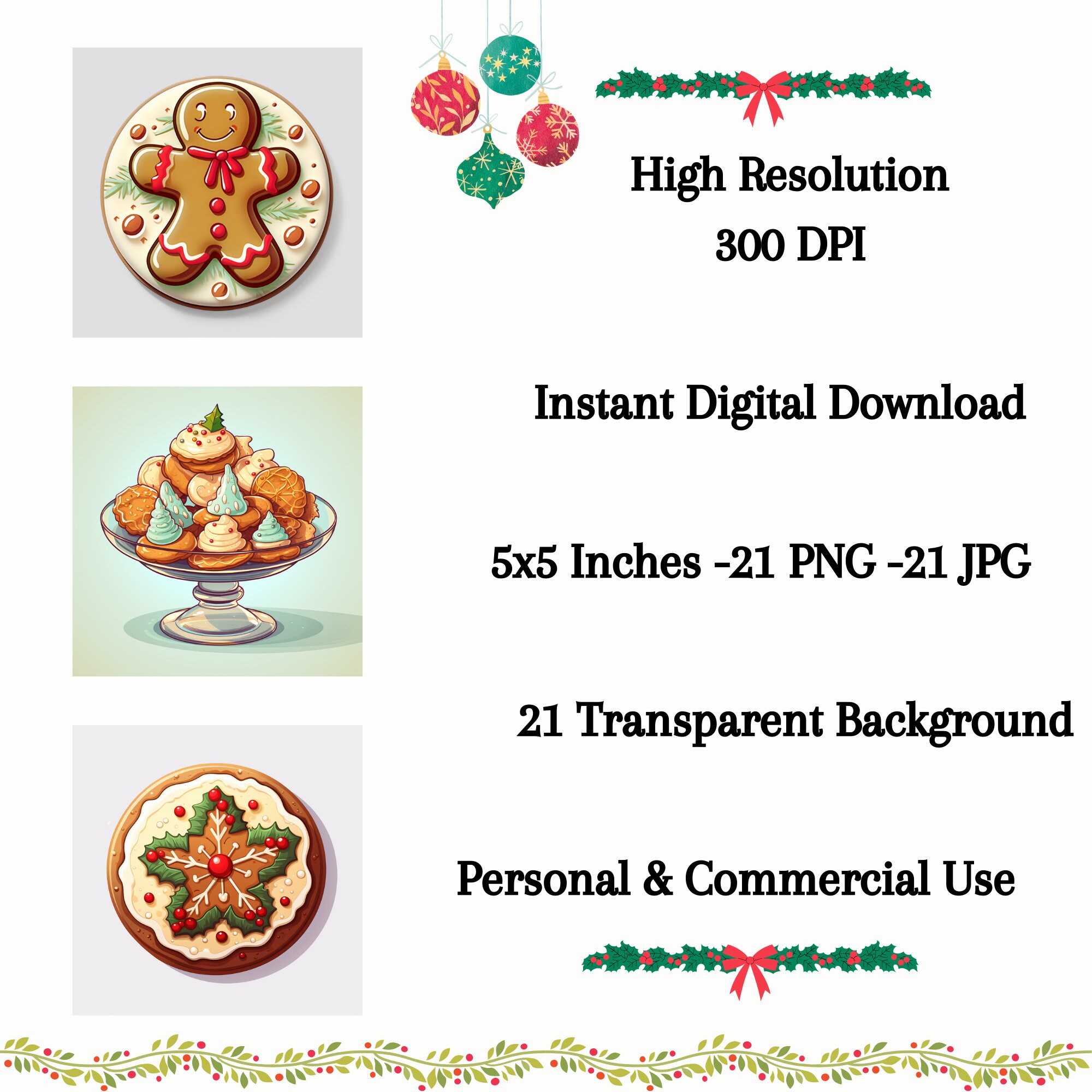 Christmas Cookies Watercolor Clipart, Noel Card Making, Xmas Food ...