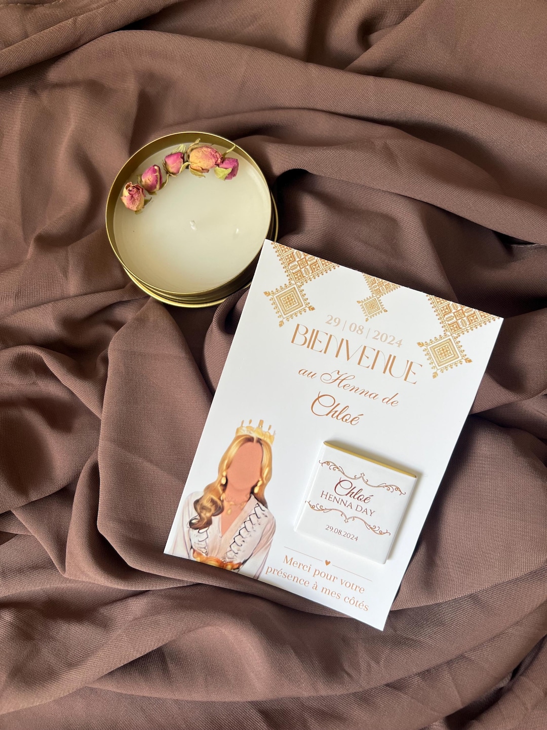 Personalized Chocolate Card Henna Theme henna, Henna Day Event, Guest ...