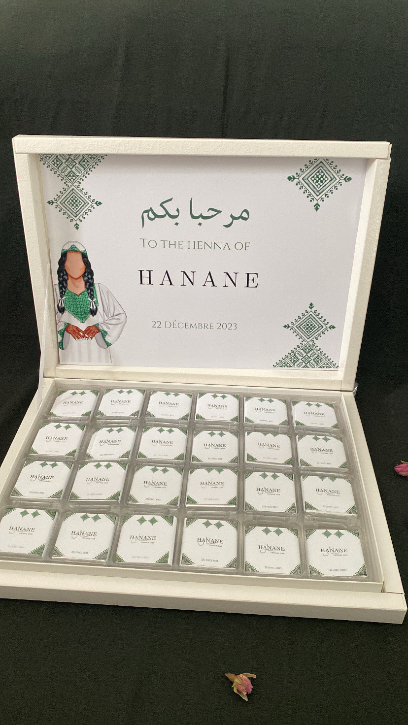 Personalized Henna Chocolates, Henna Day, Henna, Guest Gift, Gold Green ...