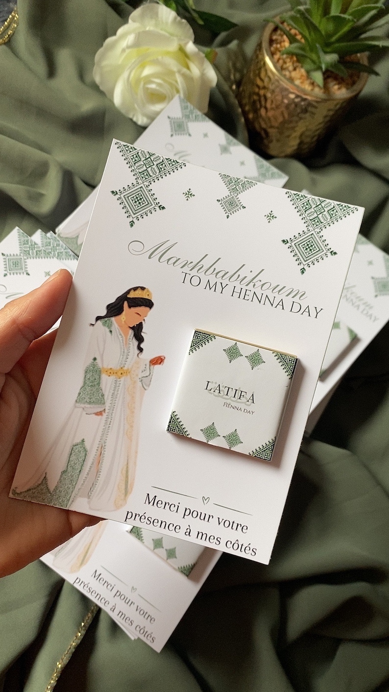 Carte de chocolat personnalisée thème henna (Henné), évènement henna ...