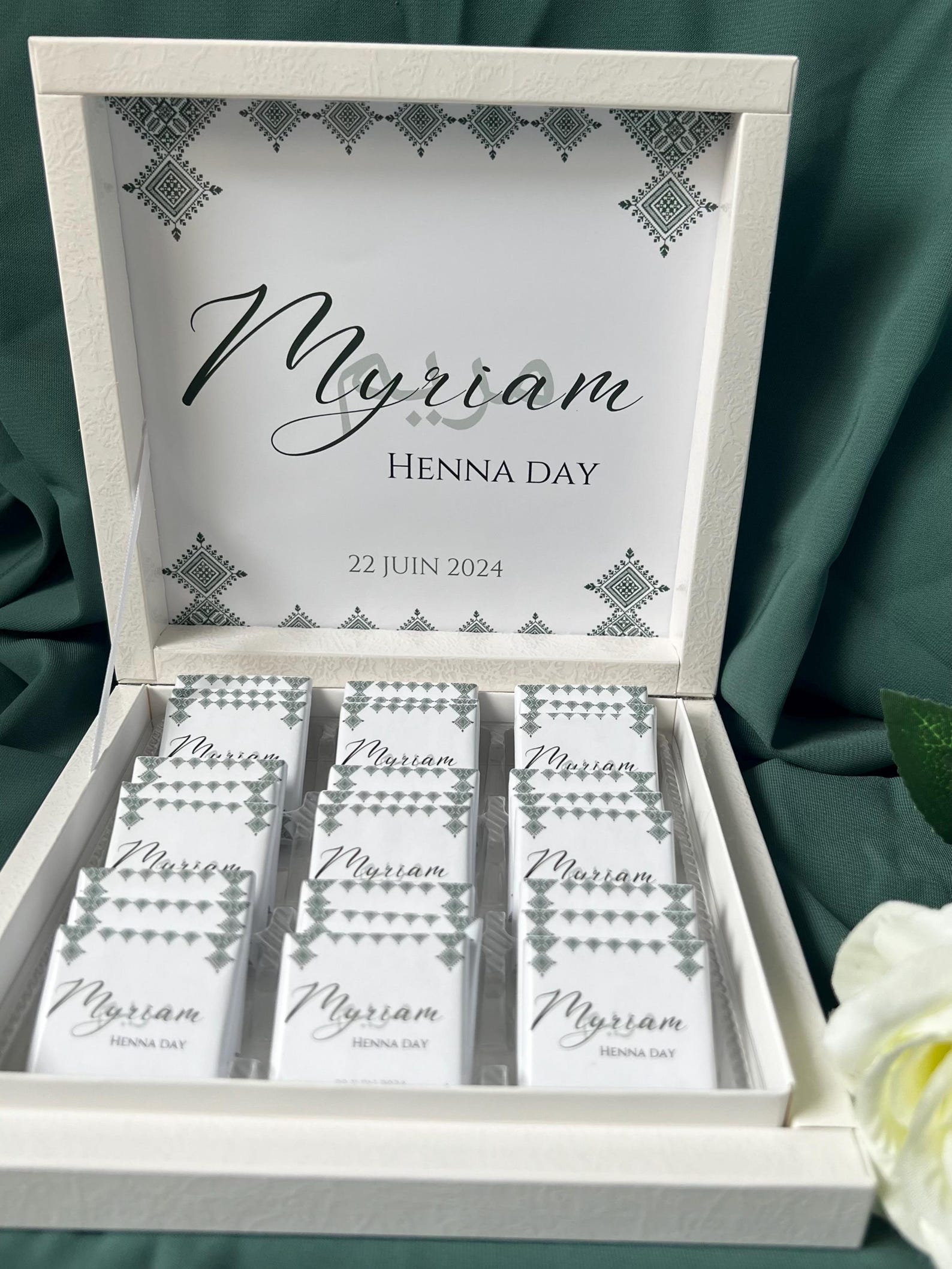Chocolats personnalisés henna, henna day, henné, cadeau invité, fessi ...