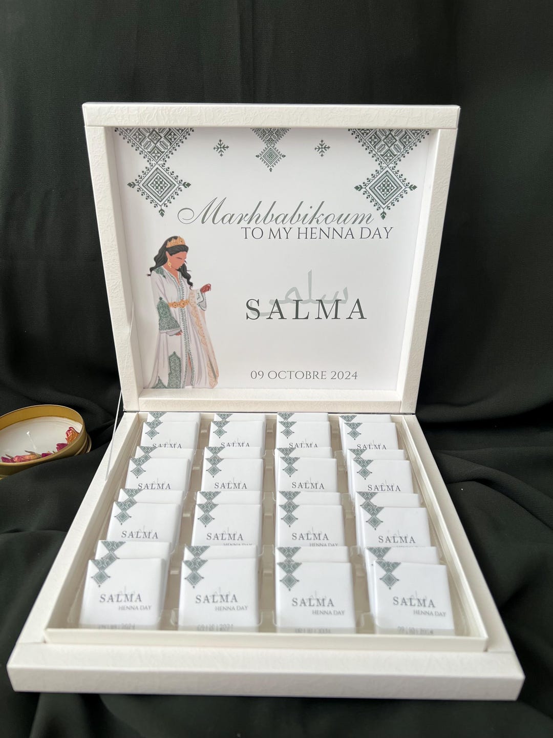 Personalized Henna Chocolates, Henna Day, Henna, Guest Favor, Green ...