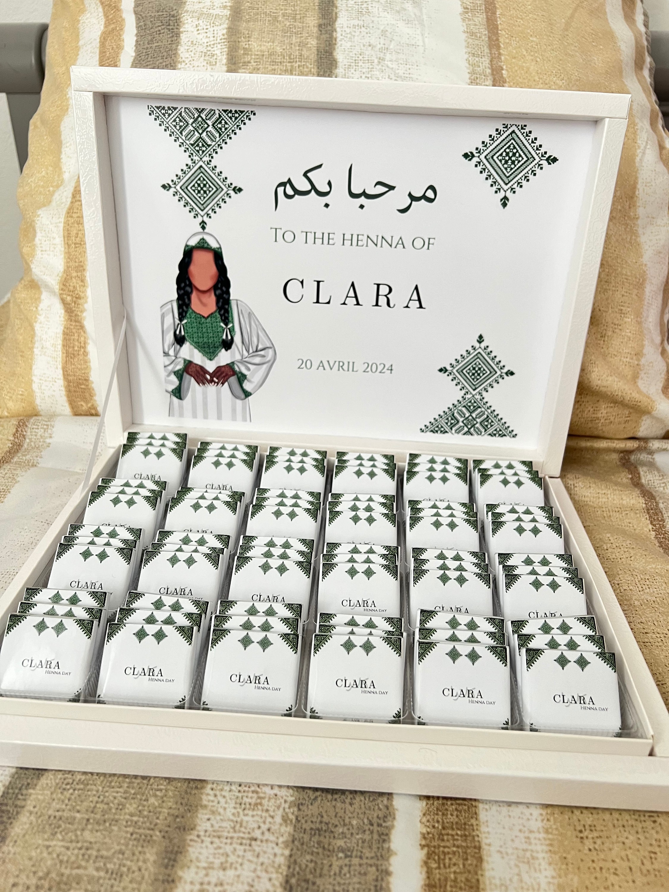Personalized Henna Chocolates, Henna Day, Henna, Guest Gift, Gold Green ...