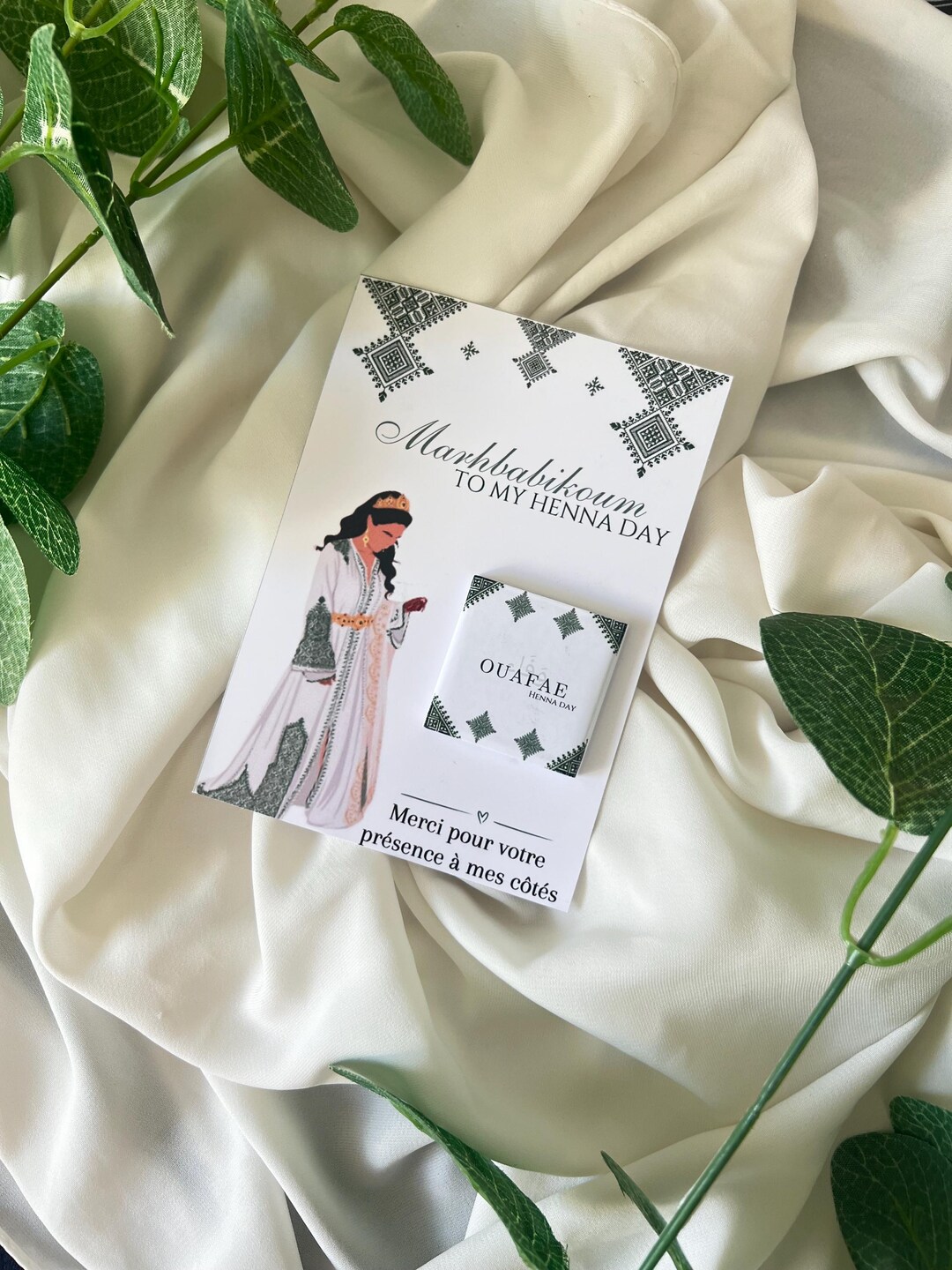 Personalized Chocolate Card Henna Theme henna, Henna Day Event, Guest ...